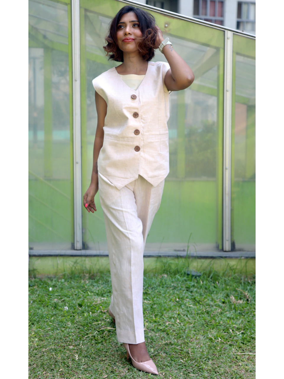 Gentle Beige Pure Linen Co-ord Set – LUSH LAYERS