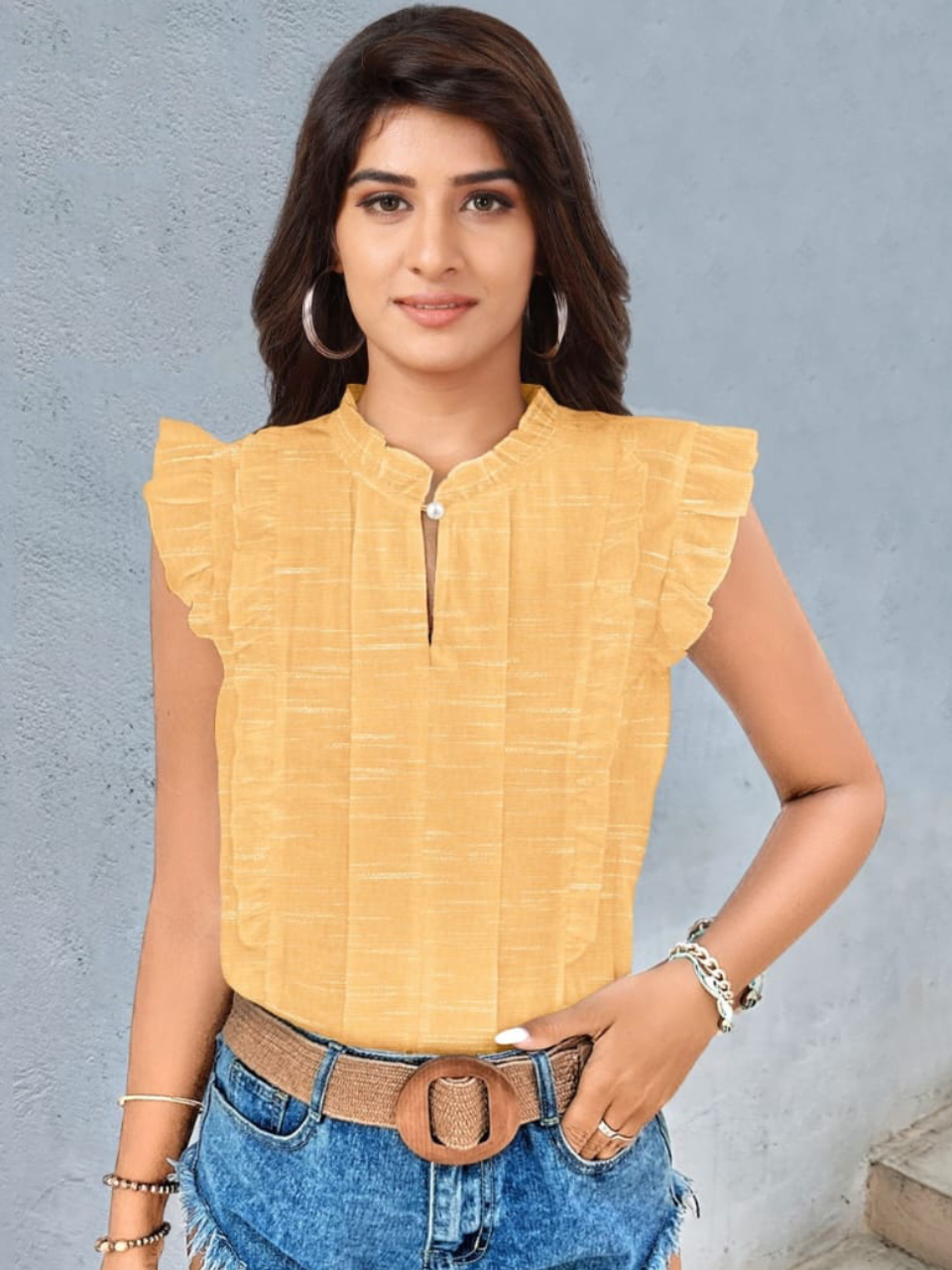 Slub Cotton Shaded Mud Yellow Top – LUSH LAYERS